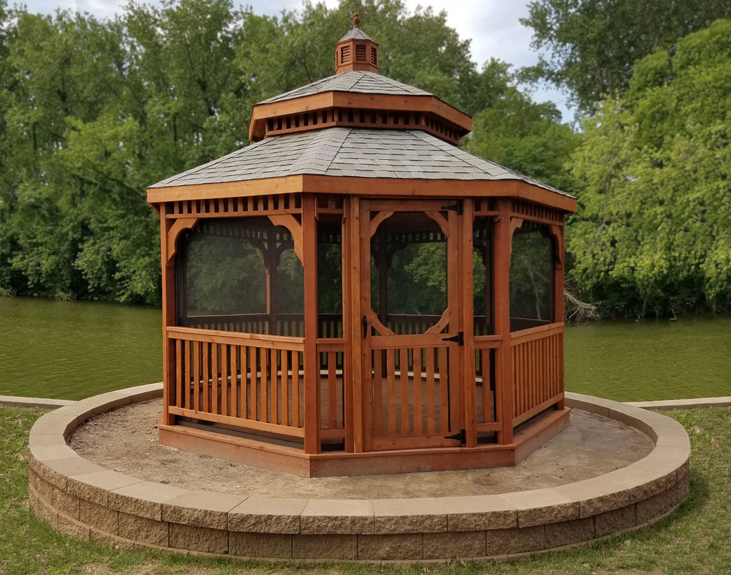 Customer's Photo - 14' Cedar Octagon Double Roof Gazebo Customer's Photo - 14' Cedar Octagon Double Roof Gazebo